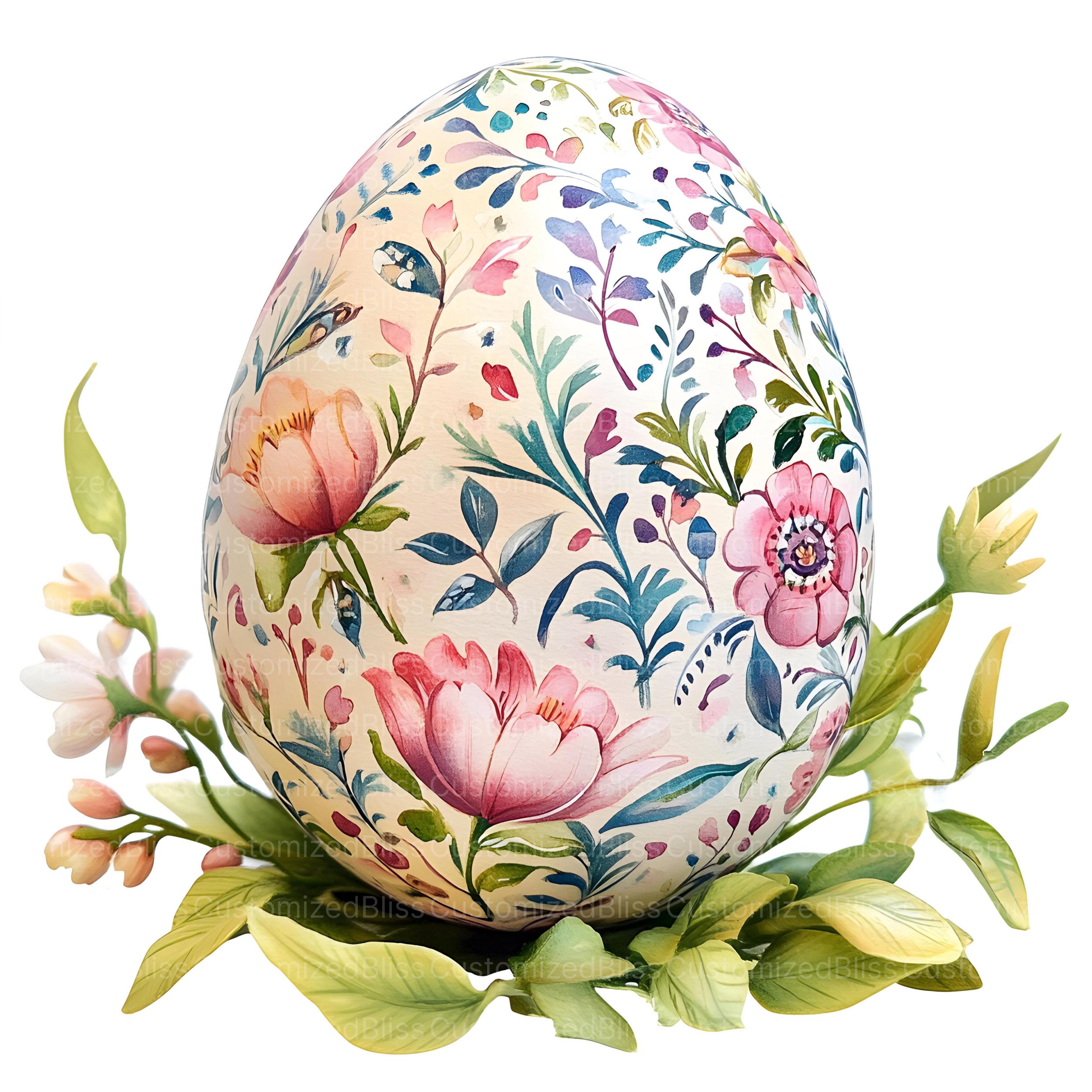 20 Easter Eggs Clipart, Spring Clipart, Easter Clipart, Floral Clipart ...