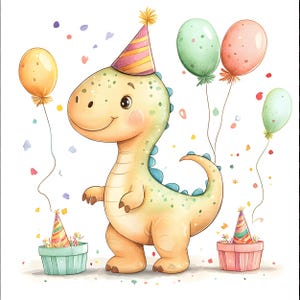 Cute Birthday Dinosaurs Clipart Bundle, Dino Clipart, Birthday Clipart ...