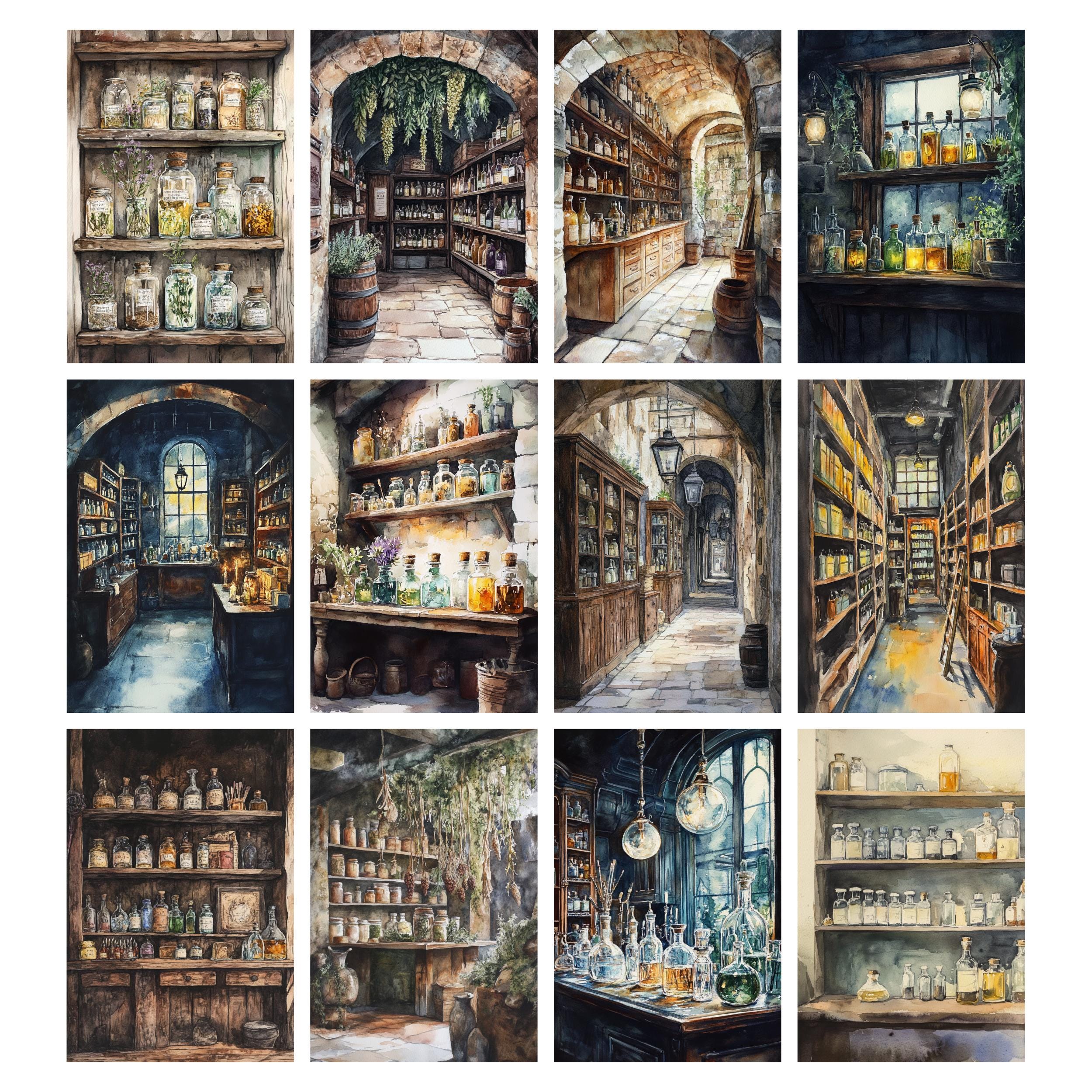 Apothecary Backgrounds, Mystic Potion Junk Journal Pages, Herbal ...