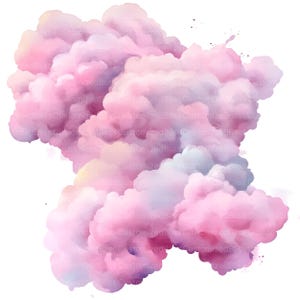 15 Pink Clouds Clipart, Fluffy Cloud, Watercolor Clouds, High Quality ...
