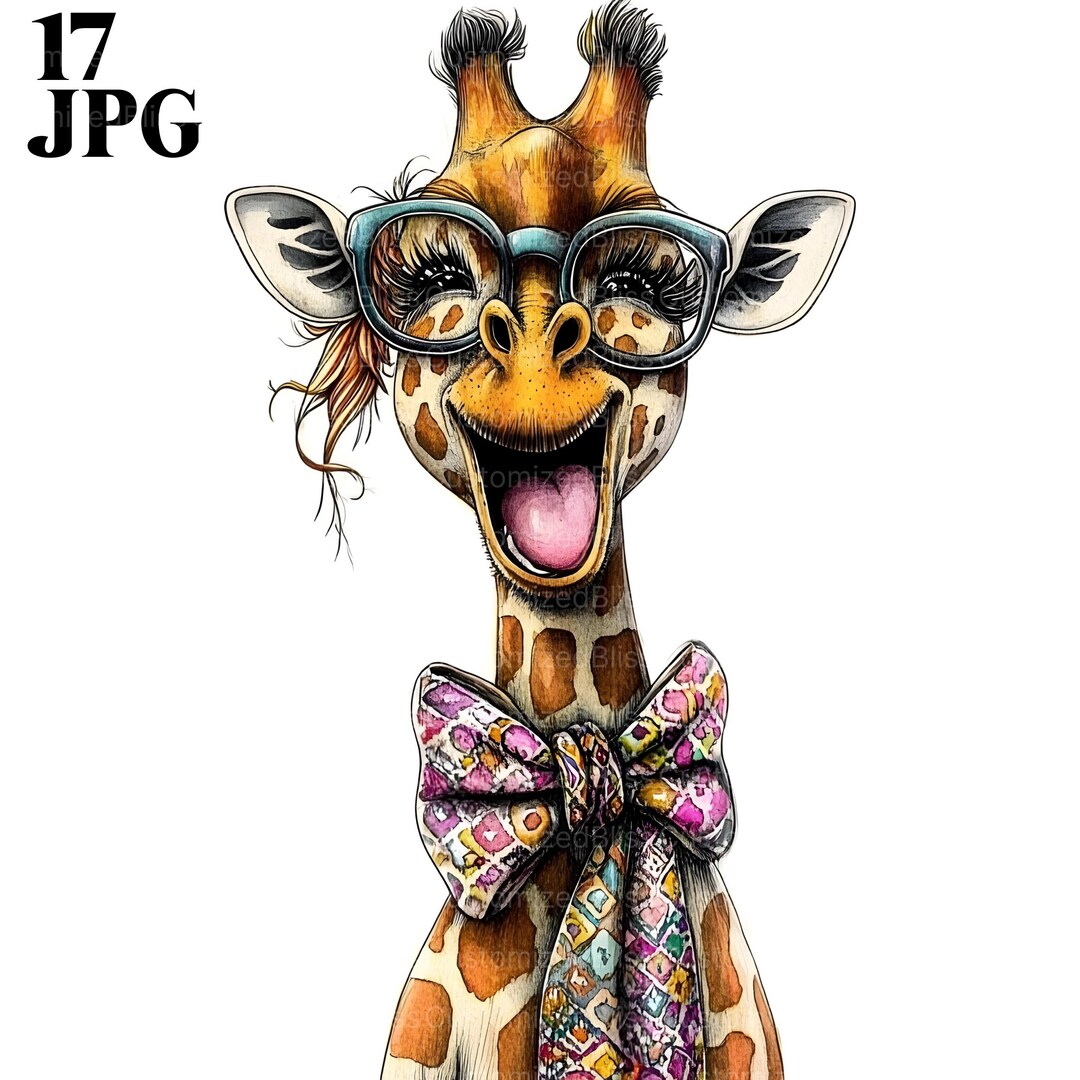 17 Quirky Giraffe Clipart, Crazy Giraffe, Whimsical Animals, High ...