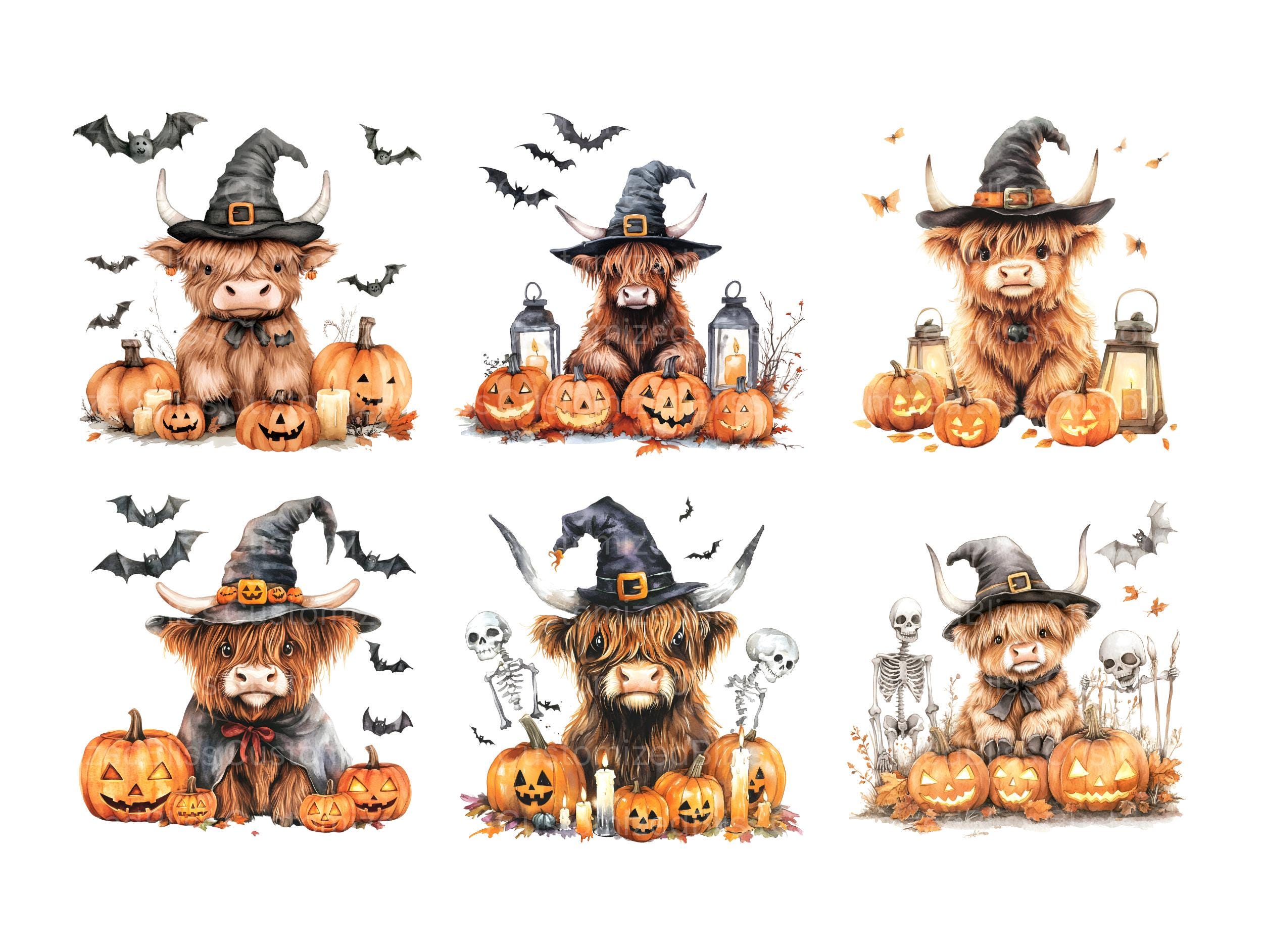 Halloween Baby Highland Cow Clipart Bundle, Highland Cow Clipart ...