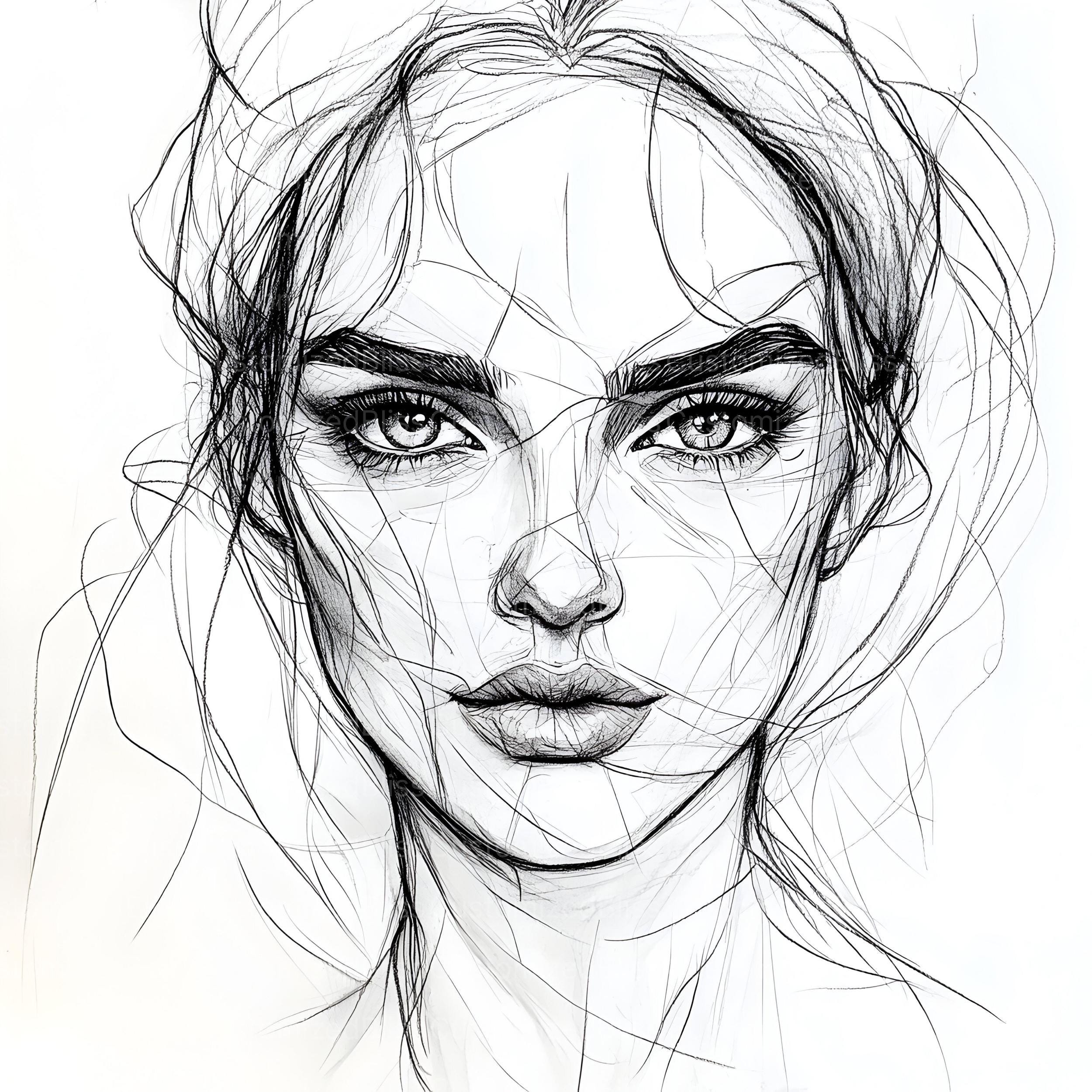 20 Woman Face Clipart, Simple Face Line Art Clipart, Abstract Face ...