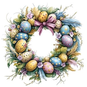 18 Easter Wreath Clipart, Spring Wreath, Easter Clipart, Easter ...