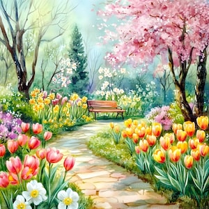 20 Spring Garden Clipart, Spring Garden Digital Paper, Garden Graphics ...