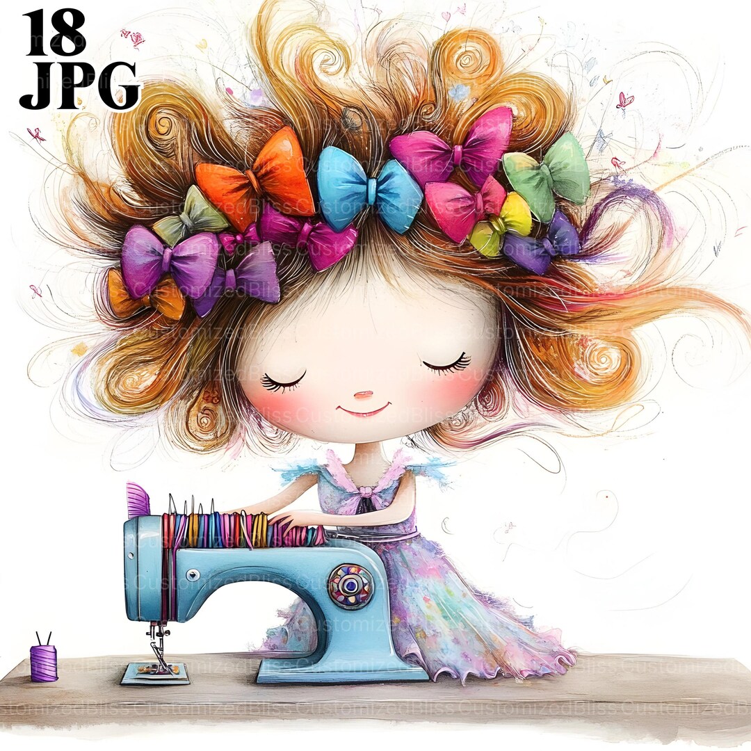 Whimsical Sewing Clipart, 18 High Res Watercolor Jpgs for Junk ...