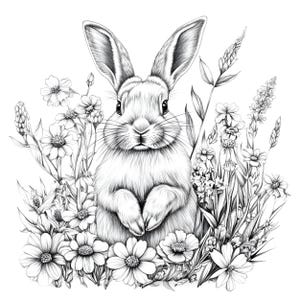 20 Bunny Black Ink Clipart, Line Art Clipart, Rabbit Clipart, Quality ...