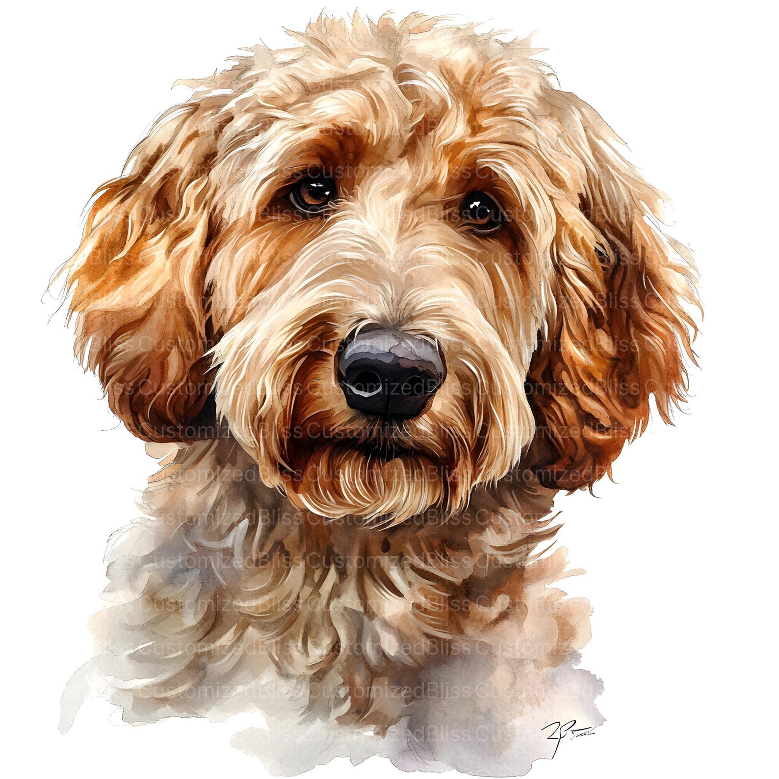 20 Goldendoodle Clipart, Watercolor Goldendoodle, Goldendoodle Print ...