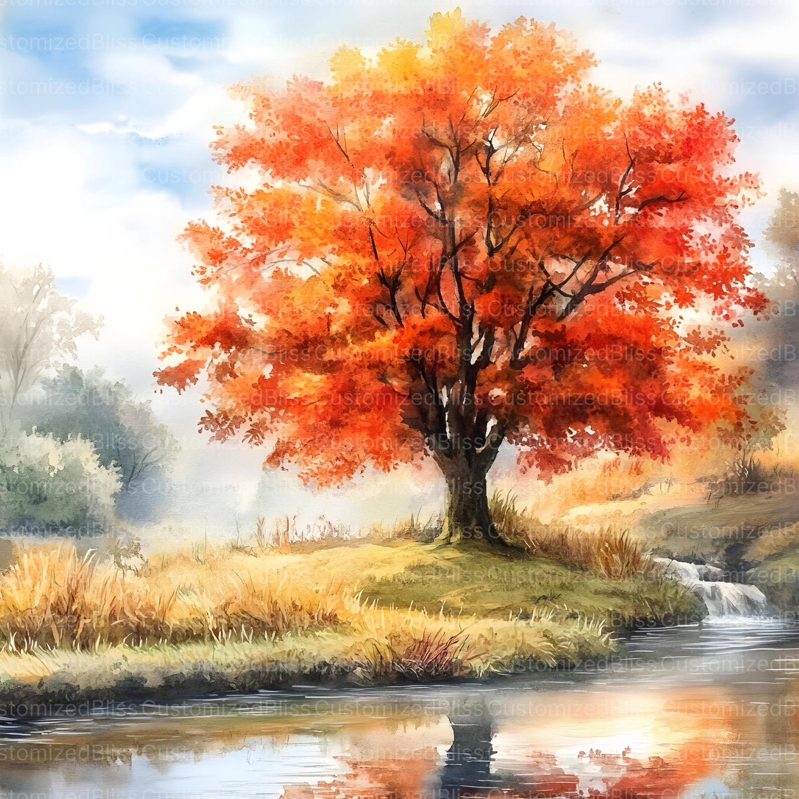 20 Maple Tree in Autumn Fall Leaves Clipart, Tree Clipart, High Quality ...