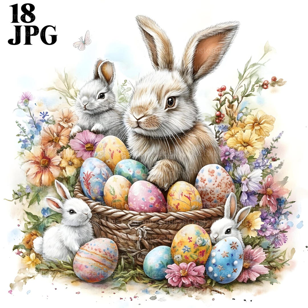 18 Easter Bunny Clipart, Bunnies Clipart, Easter Eggs Clipart, Easter ...