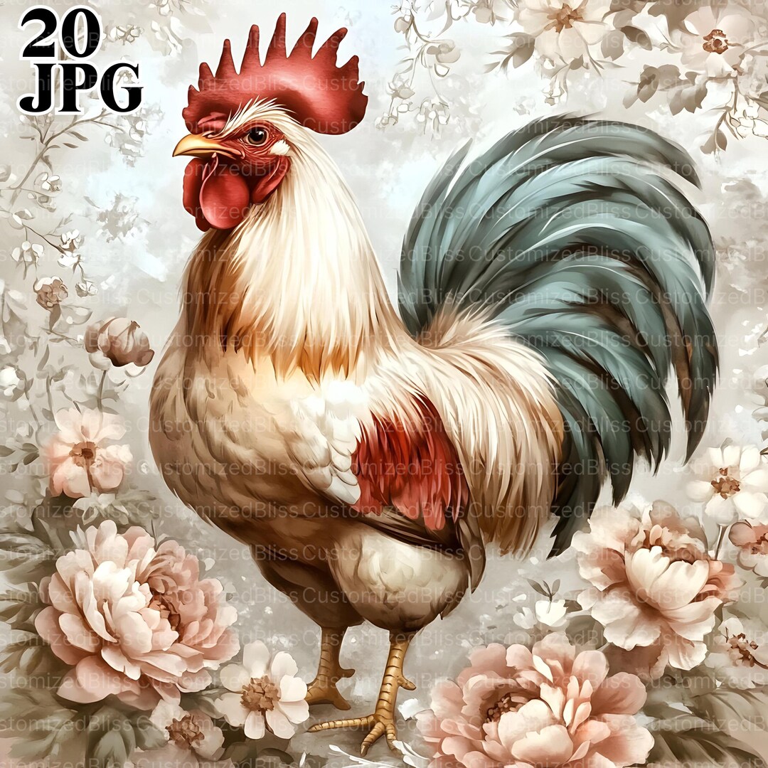 20 Vintage Rooster Clipart, Barnyard Rooster, Farm Animal, Vintage ...
