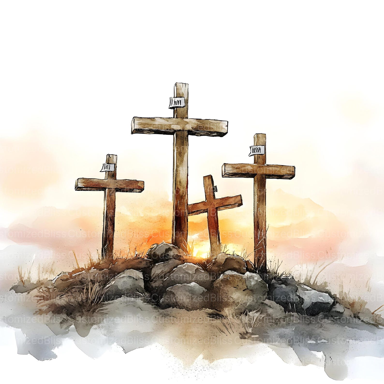 20 Three Crosses Clipart, Watercolor Crosses, Holy Cross, High Quality ...