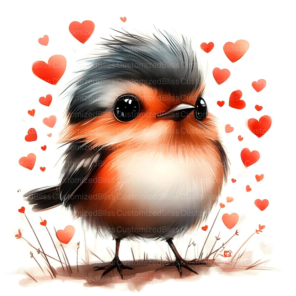 10 Valentine Robin Bird Clipart Bundle, Robin Clipart, Valentine ...