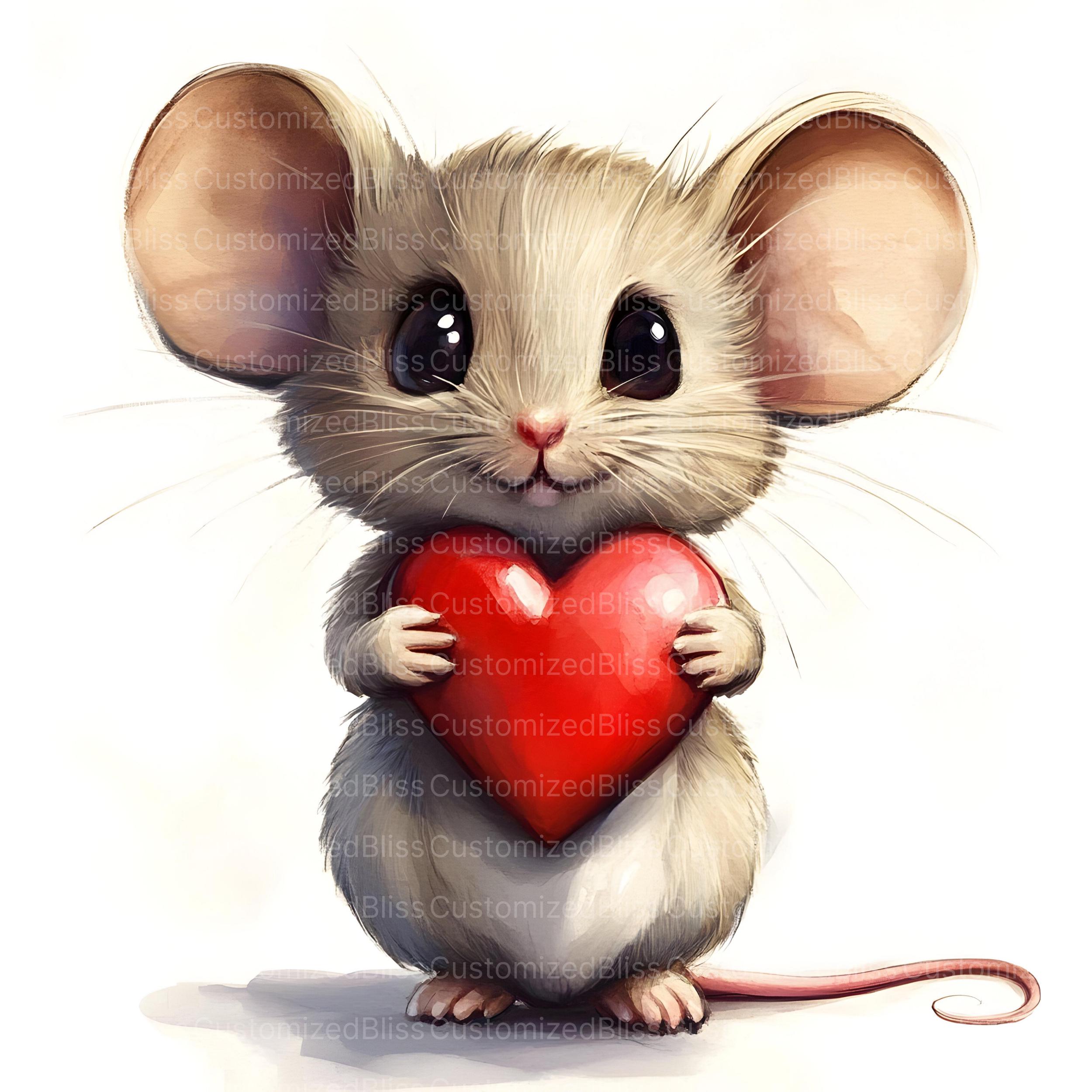 10 Heart Mouse Clipart Bundle, High Quality JPG, Heart Clipart ...