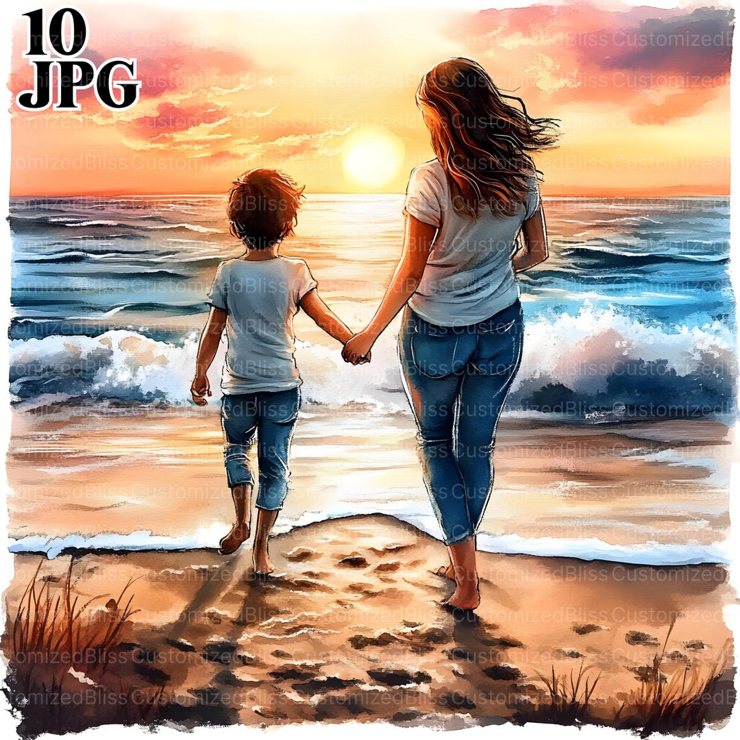 10 Happy Mother's Day Clipart, Mother's Love, Mother and Child, Sunset ...