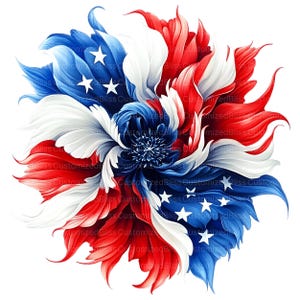 4th of July Flower Clipart, Patriotic Flower Clipart Bundle ...
