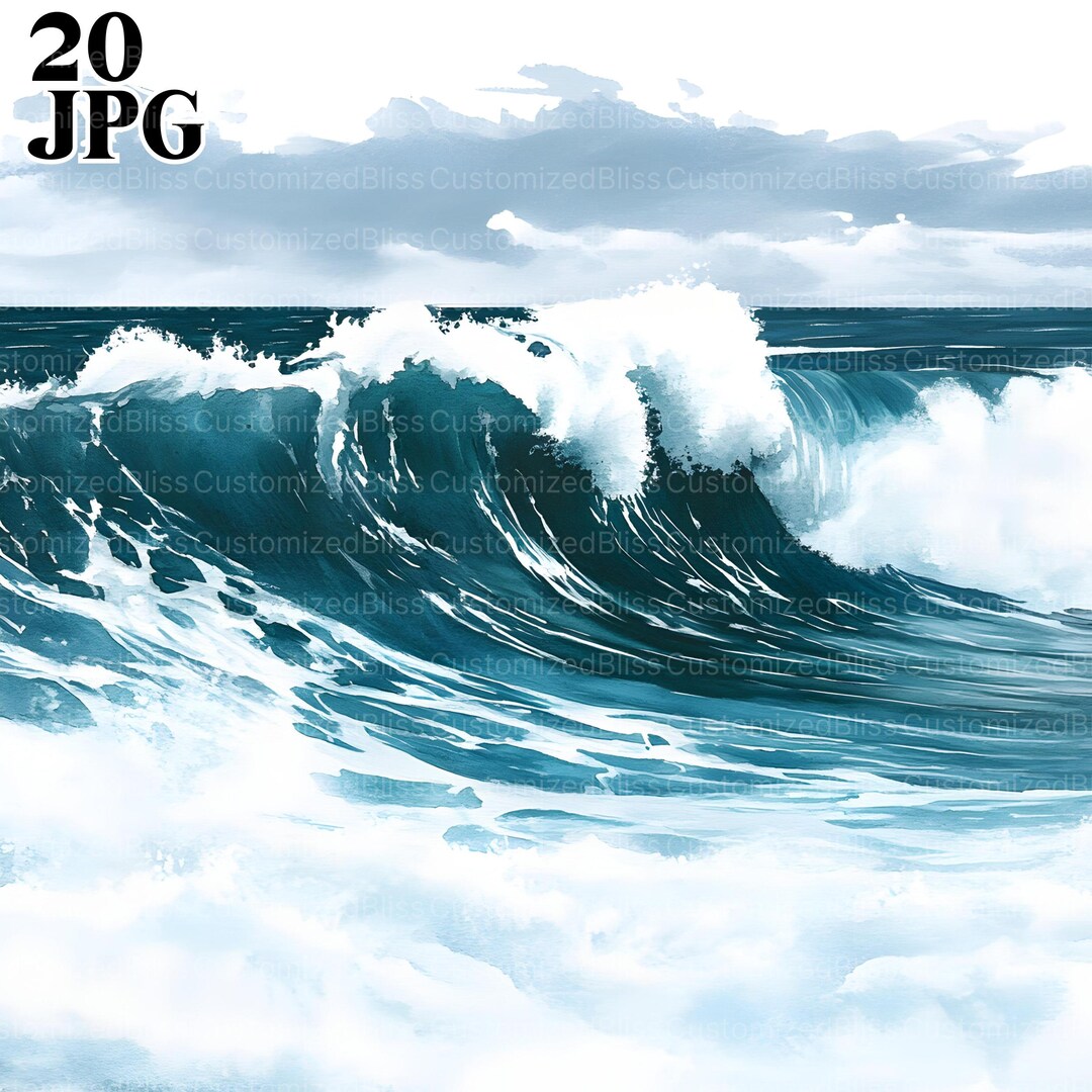 20 Ocean Waves Clipart, Ocean Clipart, Sea Clipart, High Quality Jpgs ...