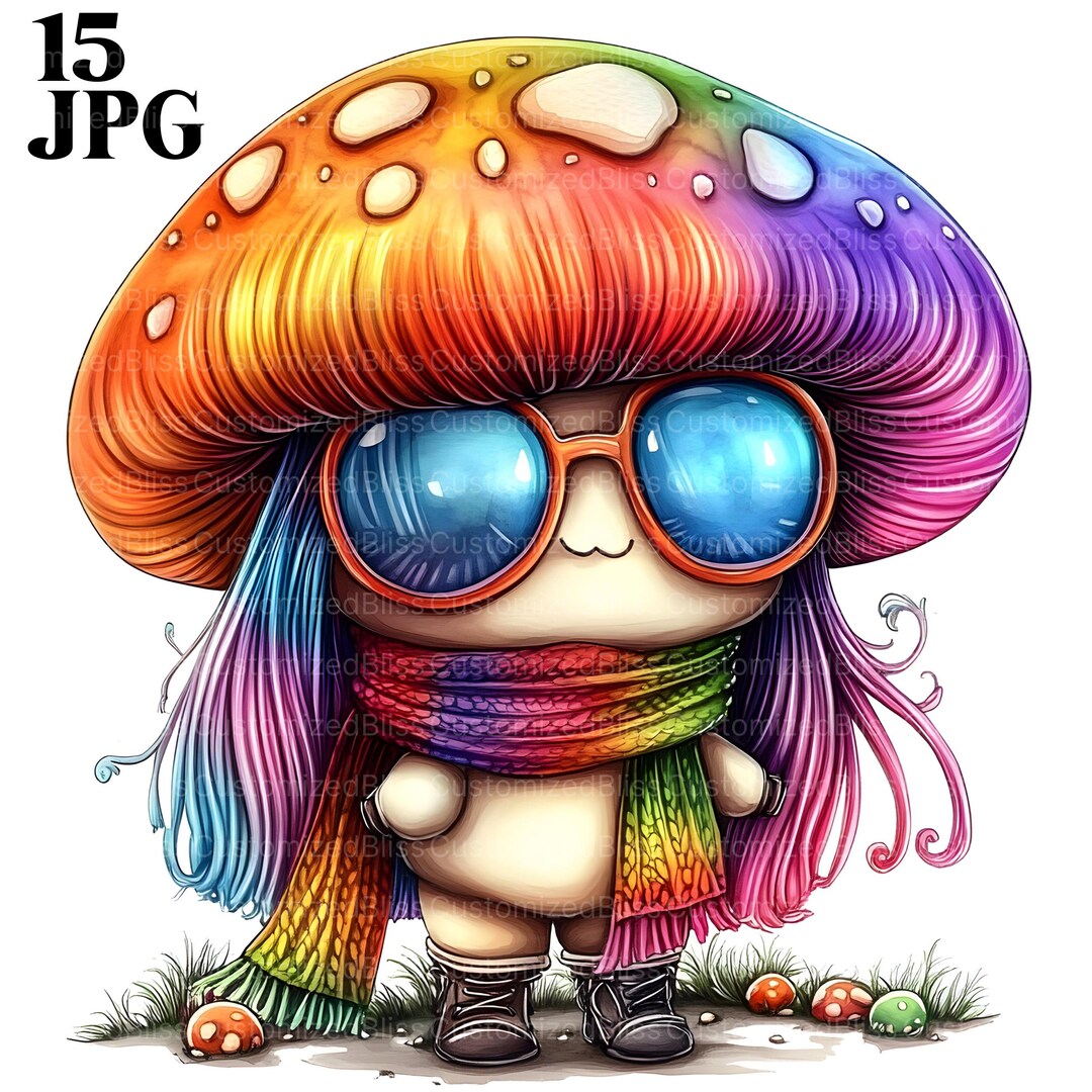 15 Rainbow Mushroom Clipart, Baby Mushroom, Cute Mushroom, Rainbow ...