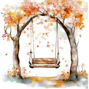 Spring Tree Swing Clipart Bundle, 20 High Quality Watercolor JPG ...