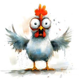 14 Funny Chicken Clipart, Funky Rooster, Silly Chicken Illustration ...