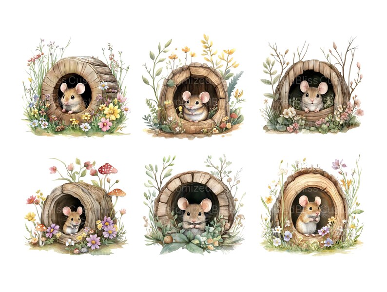 Mouse House Den Clipart Bundle, 30 High-quality PNG, Mouse PNG, Craft ...