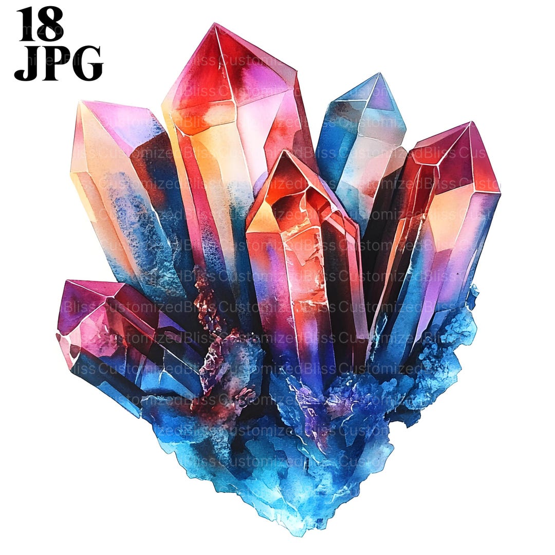 18 Rainbow Quartz Gem Clipart, Quartz Clipart, Crystal Clipart, Rock Clipart, Fantasy Gemstone ...