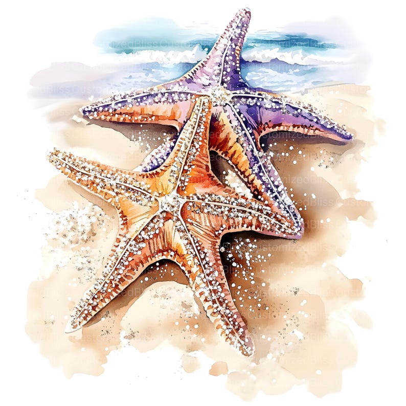 20 Starfish Clipart, Starfish on Beach Clipart, High Quality JPG ...