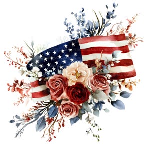 Independence Day Flower Bouquet Clipart, 20 High Quality Watercolor ...