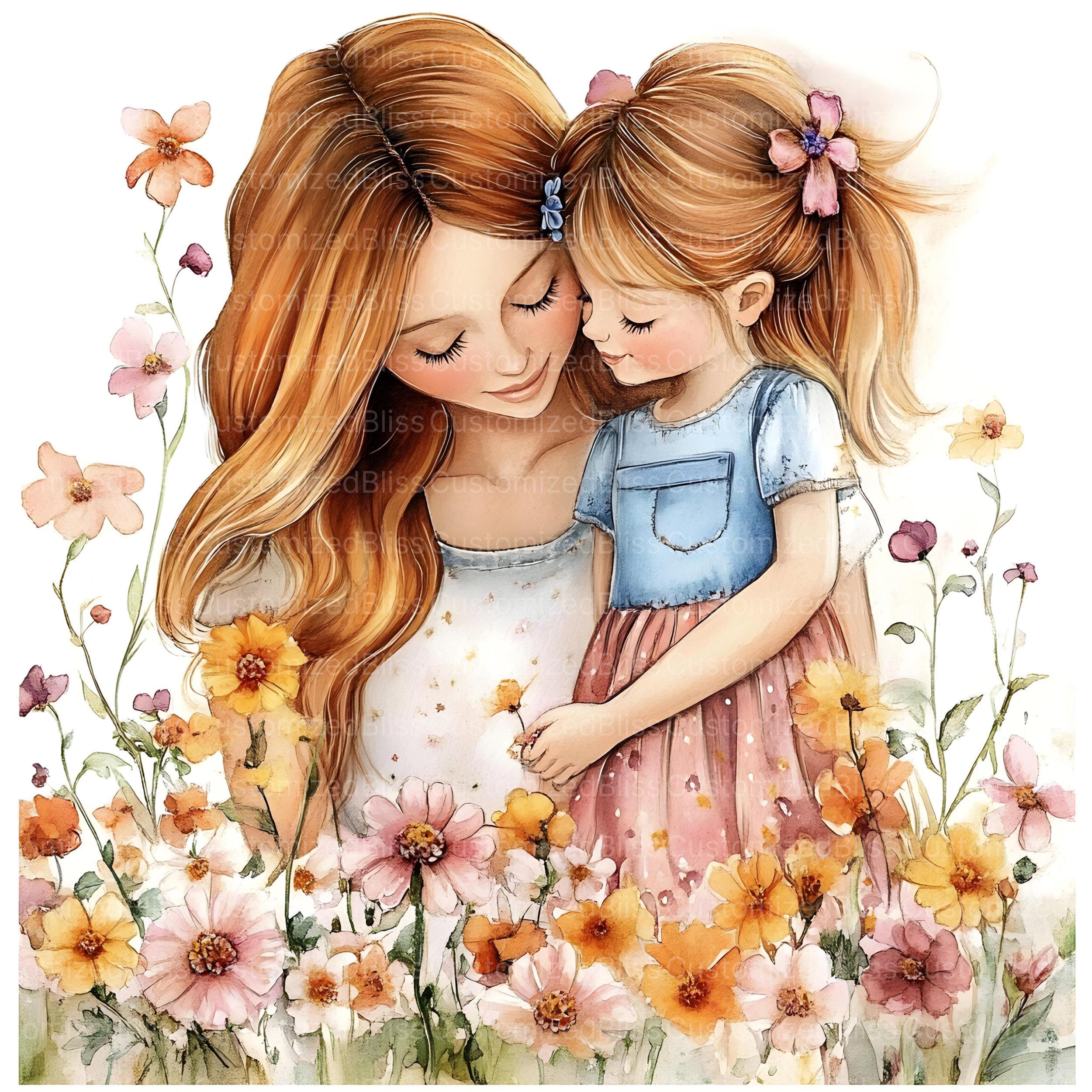18 Mother and Daughter Clipart, Mother's Day Card, Mother's Day Clipart ...