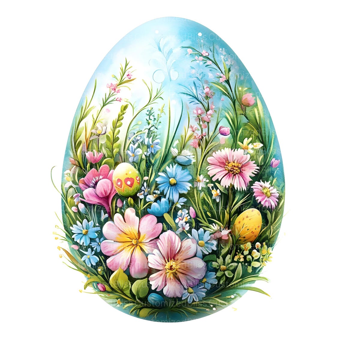 Floral Easter Egg Clipart, Easter Clipart, Flower, 18 High Quality Jpgs ...