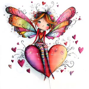 Quirky Valentine Fairy Clip Art, 20 High Res Watercolor Jpgs Junk ...