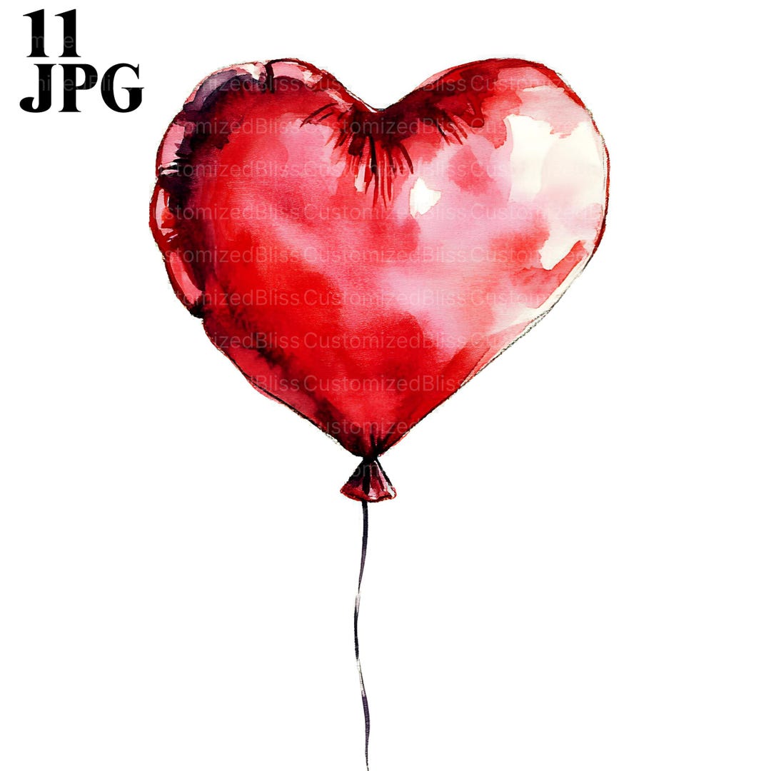 11 Valentine Day Balloons Clipart, Heart Shaped Balloons, Heart Clipart ...