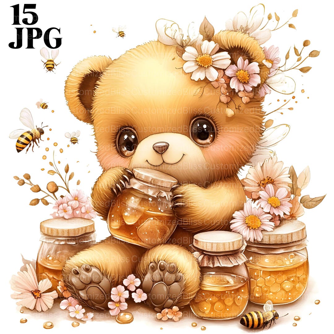15 Bear With Honey Jars Clipart, Cute Bear, Bear Clipart, Honey Clipart ...