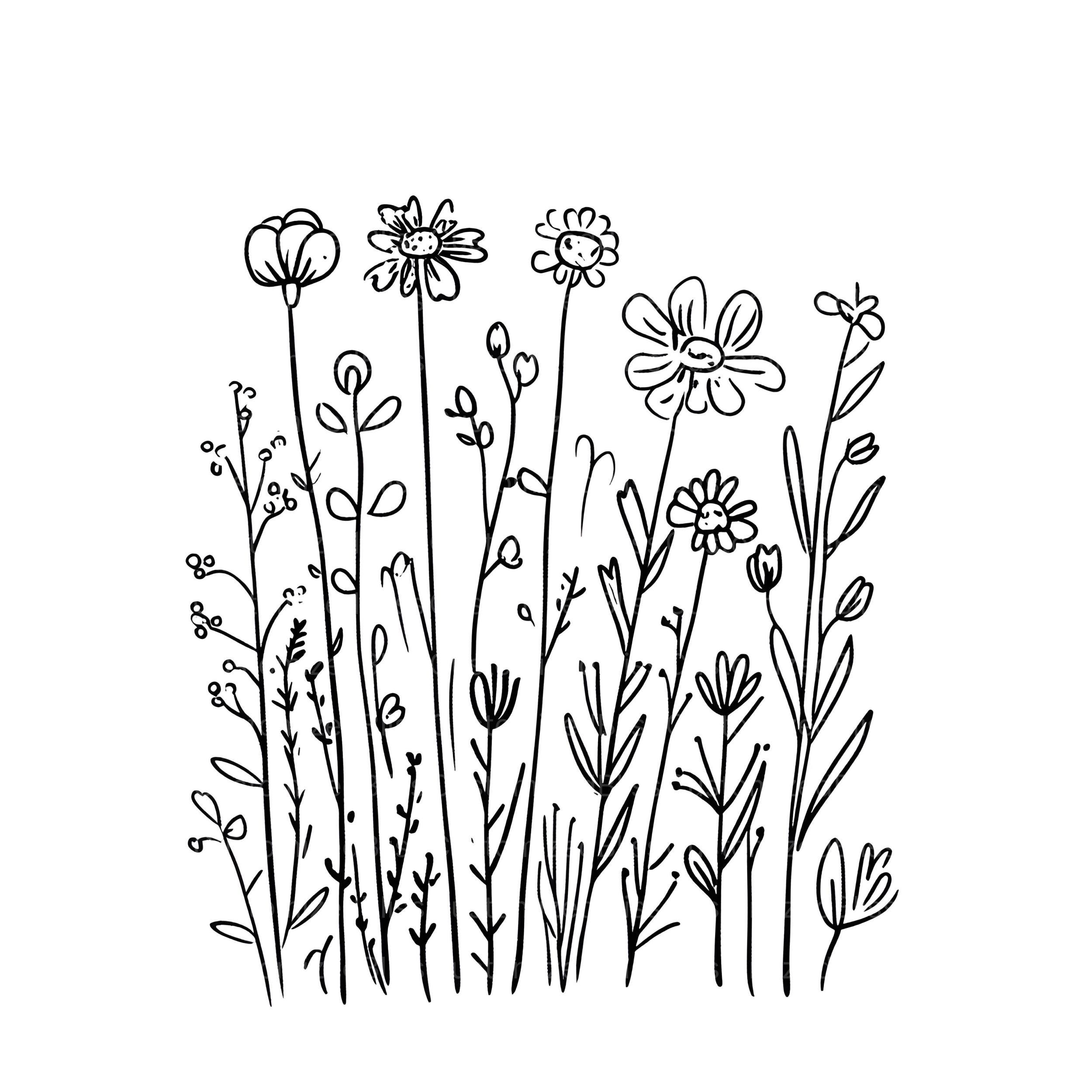 18 Doodle Wildflowers Clipart, Hand Drawn Flowers, Doodle Clipart ...