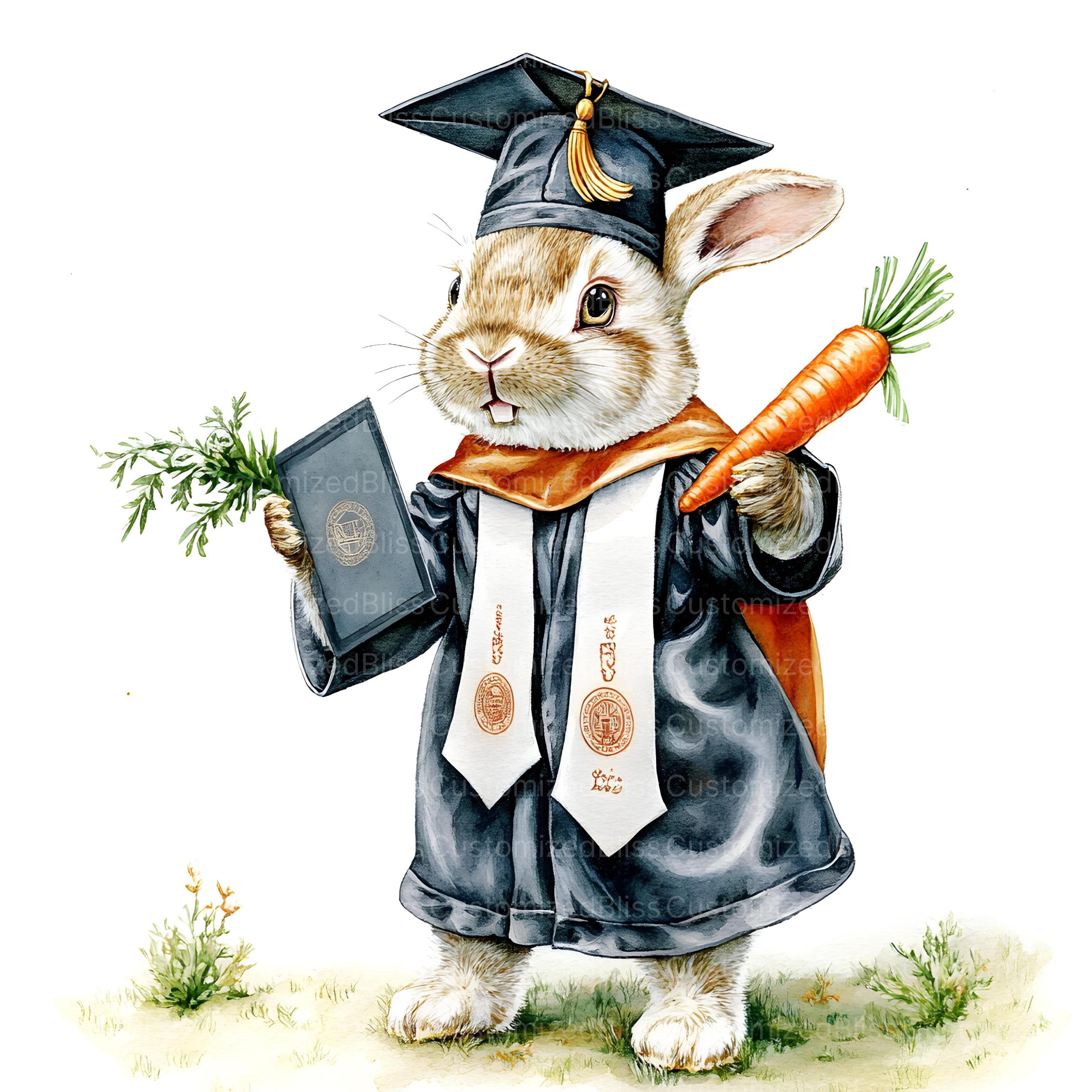 20 Graduation Clipart, Student Bunny Clipart, High Quality Jpgs ...