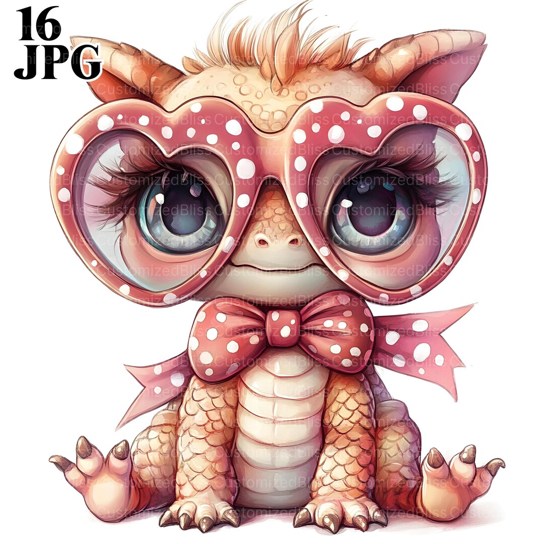 16 Dragon Clipart, Funny Girl Clipart, Polka Dots Bow, Cute Dragon ...