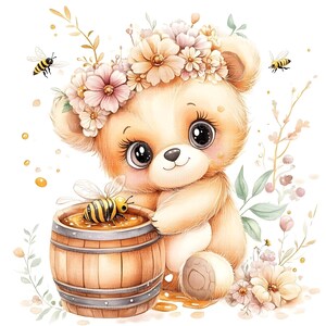 16 Bear With Honey Jar Clipart, Cute Bee Clipart, Teddy Bear Clipart ...