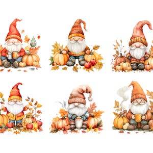 Fall Gnome Clipart Bundle, Autumn Gnome Clipart, Autumn Clipart, Cute ...