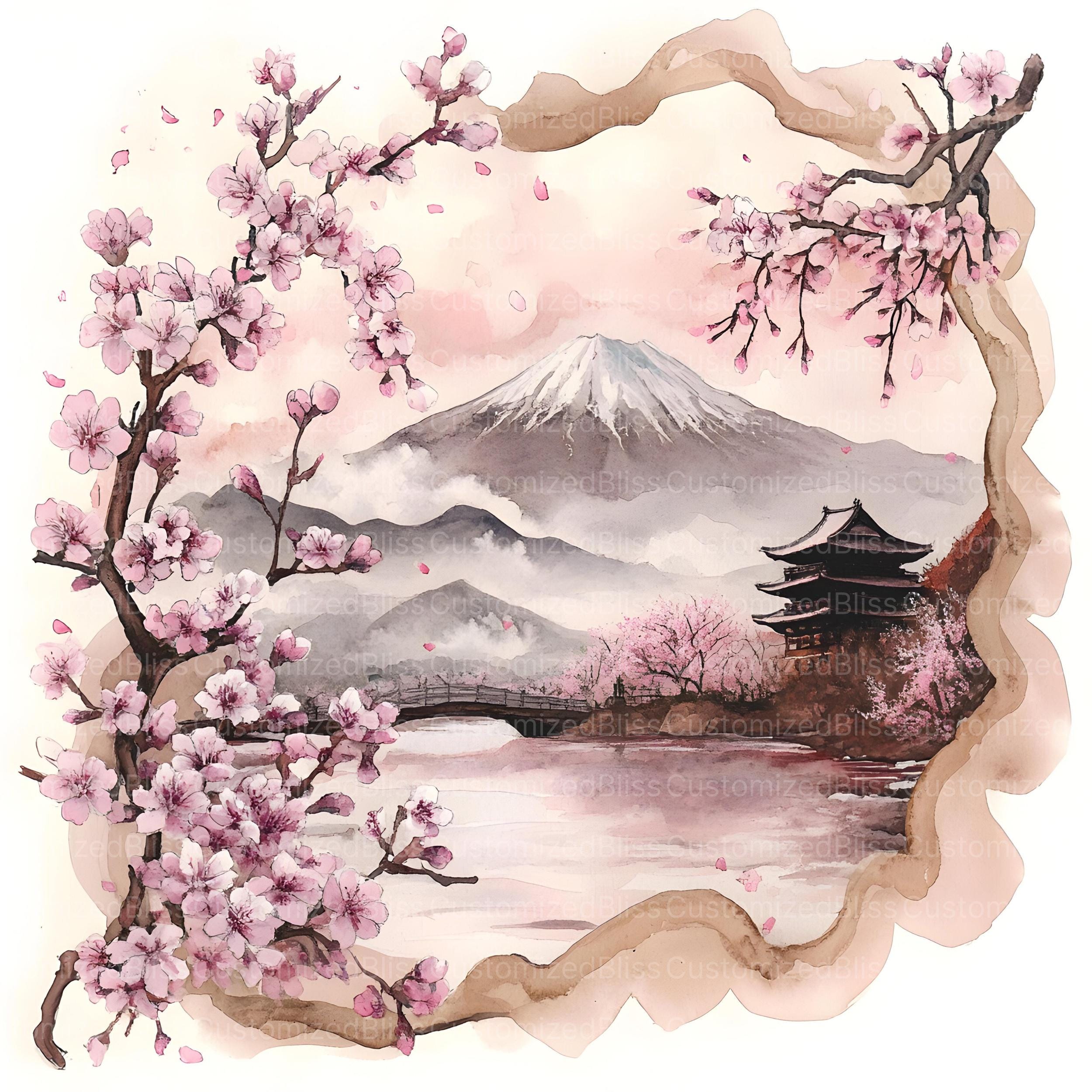 20 Japanese Landscape Clipart, Japanese Clipart, Mountain Clipart ...