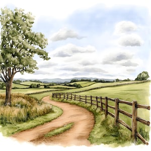 20 Country Lanes Clipart, Countryside Clipart, Landscape Clipart, High ...