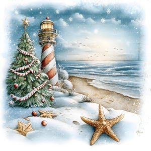 Christmas at the Beach Clipart Bundle, 19 High Quality Jpgs, Christmas ...