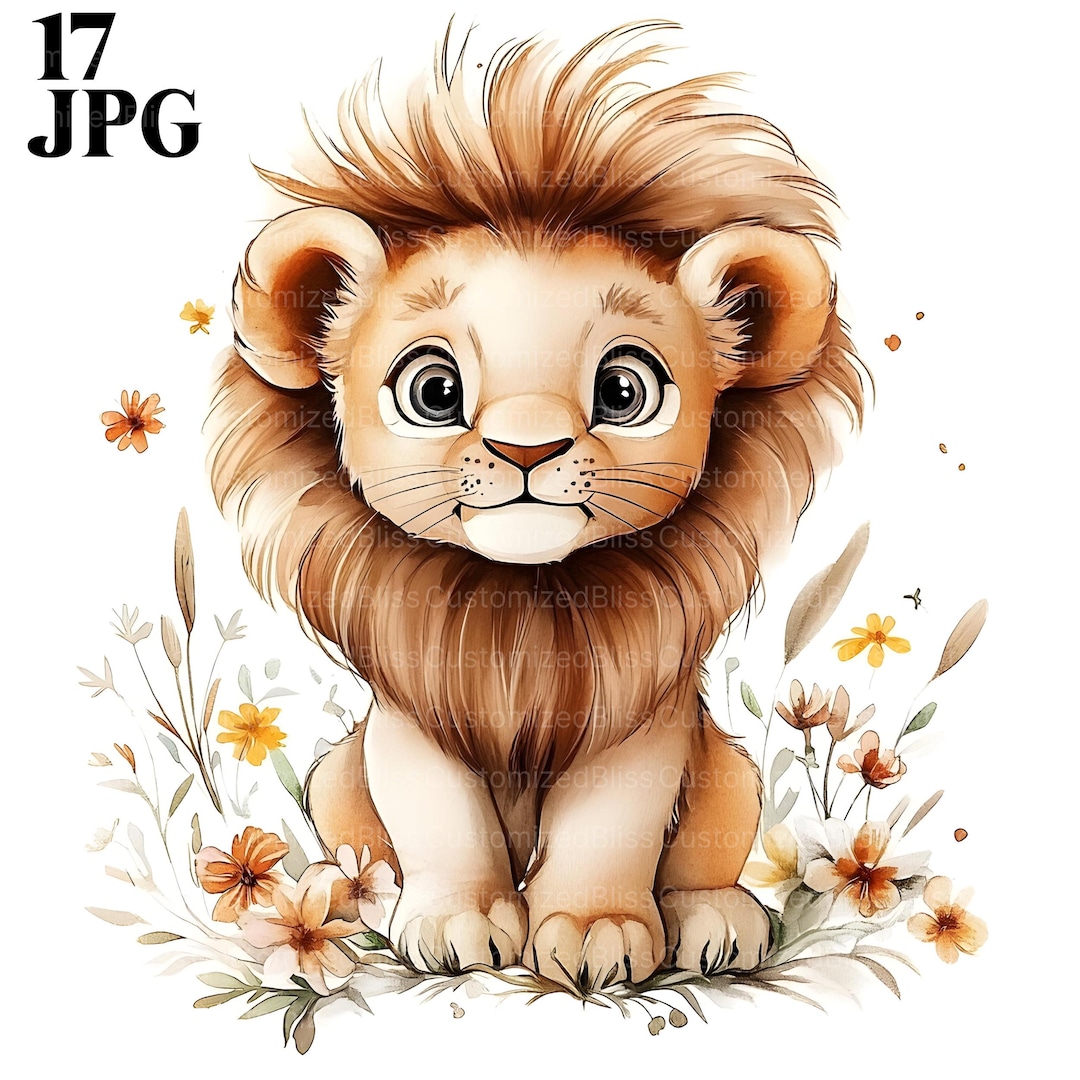 17 Watercolor Lion Clipart, Happy Baby Lion, Cute Lion, High Quality ...