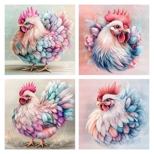 15 Pastel Chicken Clip Art Bundle, High Quality Jpgs, Watercolor Junk ...