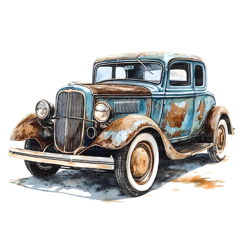 20 Watercolor Cars Clipart, Vintage Car Clipart, High Quality JPG ...