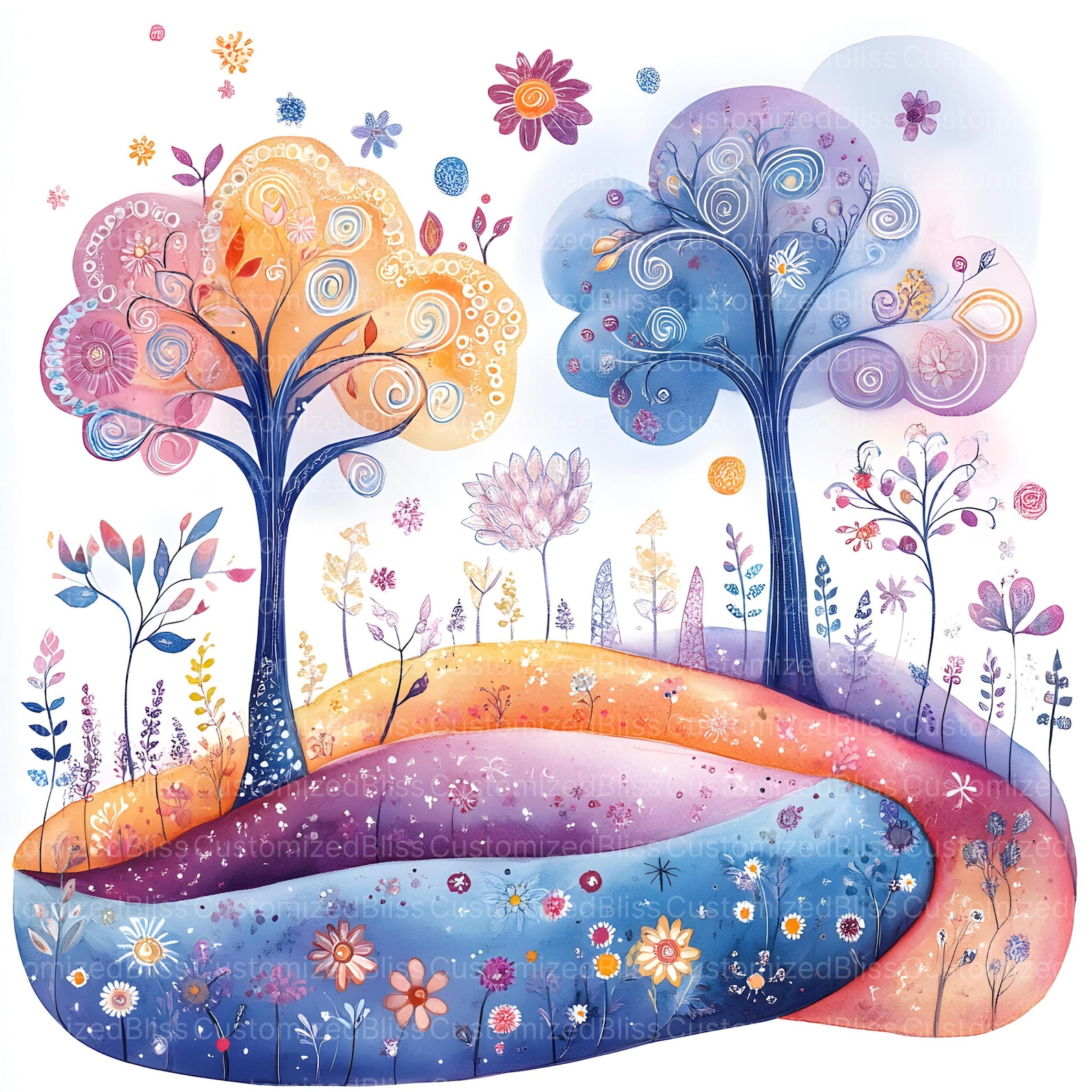 Whimsical Trees Clip Art Bundle, Forest Clipart, 20 High Quality Jpgs ...