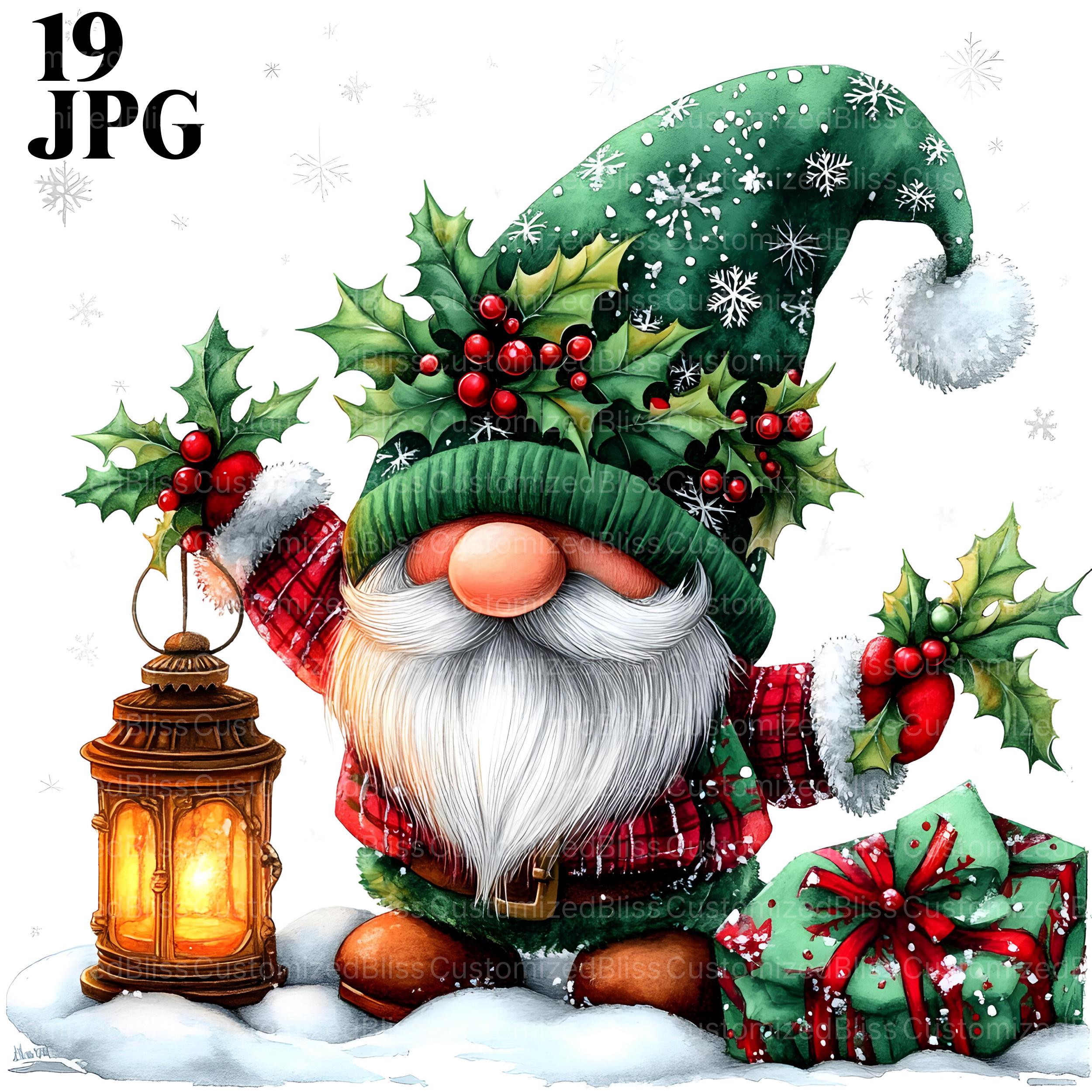 19 Christmas Gnomes Clipart, Watercolor Gnomes, Christmas Graphics ...