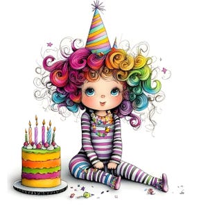 Quirky Birthday Surprise Clipart, 18 High Res Watercolor Jpgs Junk ...