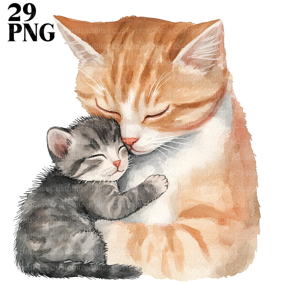 Cat and Kitten Clipart, Kitten Love Clipart, Kitten Nursery, Kitten ...