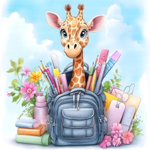 16 Cute Back to School Giraffe Clipart, School Clipart, High Quality ...