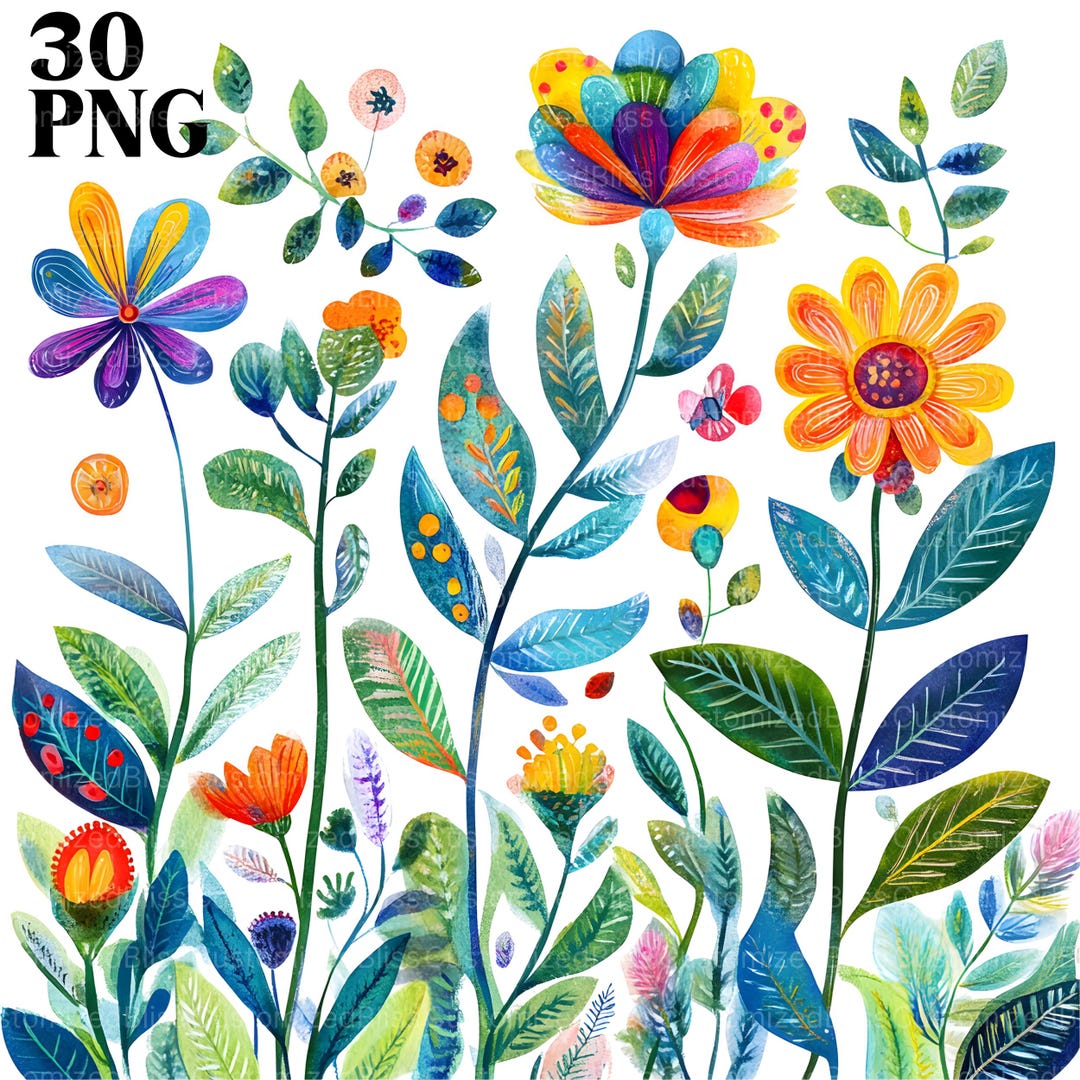 Quirky Flowers Clipart, Whimsical Flowers, Abstract Flowers, Flower Png ...